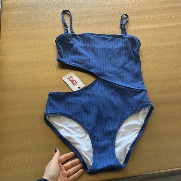 SOLID & STRIPED | Swim | Solid Striped Blue Cut Out One Piece | Poshmark
